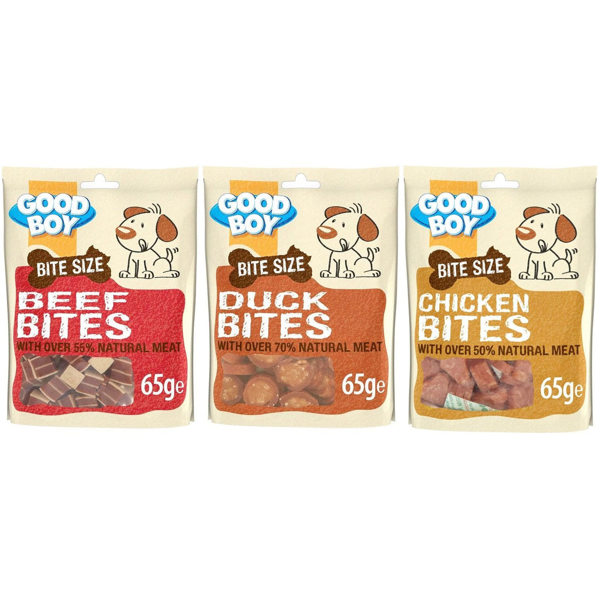 Beef Bites, Duck Bites and Chicken Bites 65g Good Boy Dog Treats — Pet ...