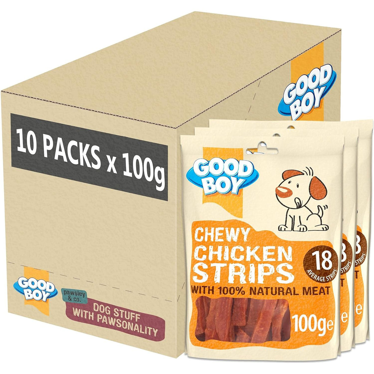 10 x Good Boy Chewy Chicken Strips 100g Case — Pet Stuff Galore