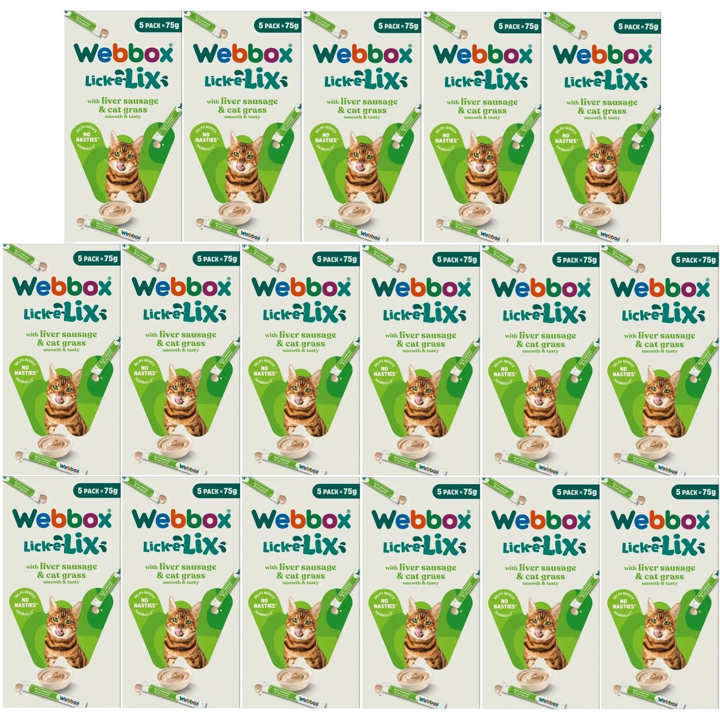 Webbox Lick-E-Lix Liver Sausage And Cat Grass Cat Treats (5 x 15g ...